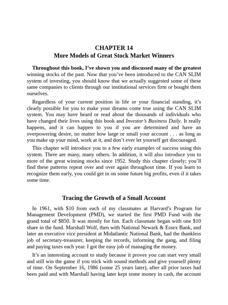 Great Stock Market Winners Explained | PDF | Stocks | Investing