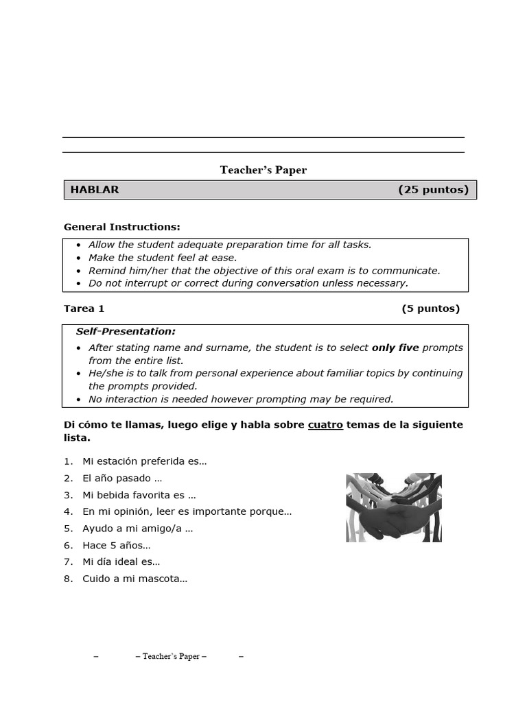 Year 11 Spanish Oral Exam Sample Paper | PDF | Fluency | Vocabulary