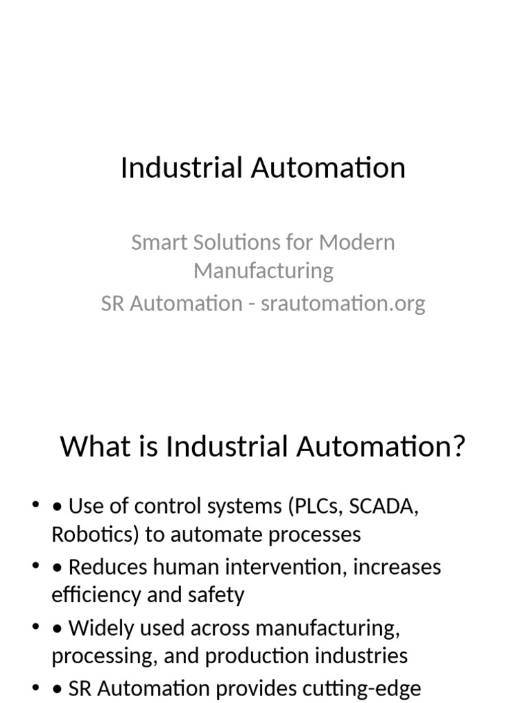 SR Automation Industrial Automation Presentation | PDF | Automation ...