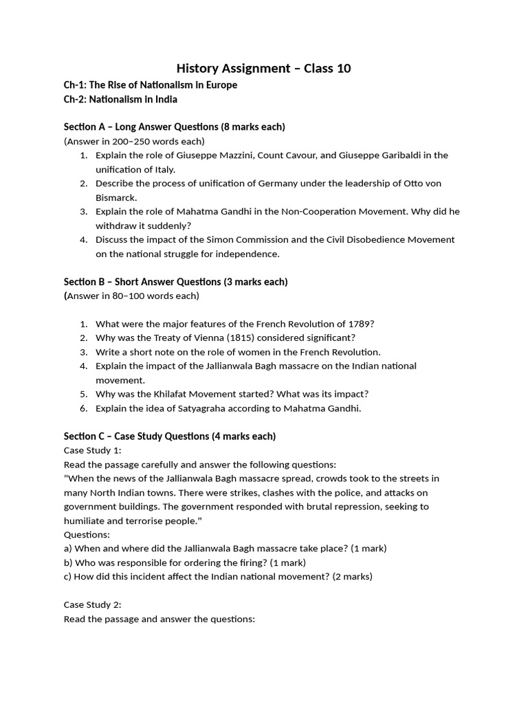History Revision Assignment Mid Term | PDF | Nationalism | Nonviolence