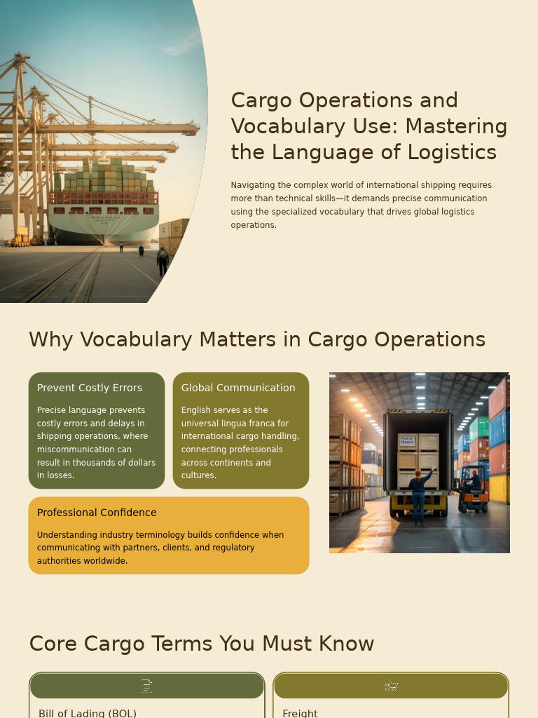 Meeting 16 - Cargo Operations and Vocabulary Use Mastering the Language of Logistics | PDF ...