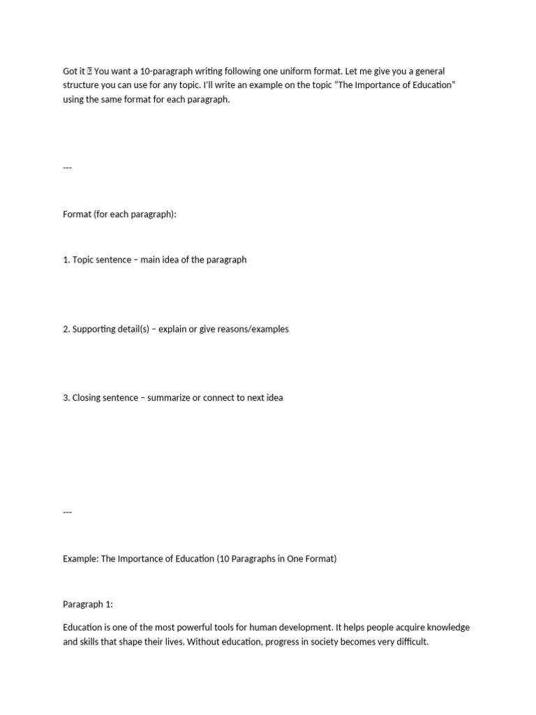10-Paragraph Structure for Education Essay | PDF | Thought | Knowledge