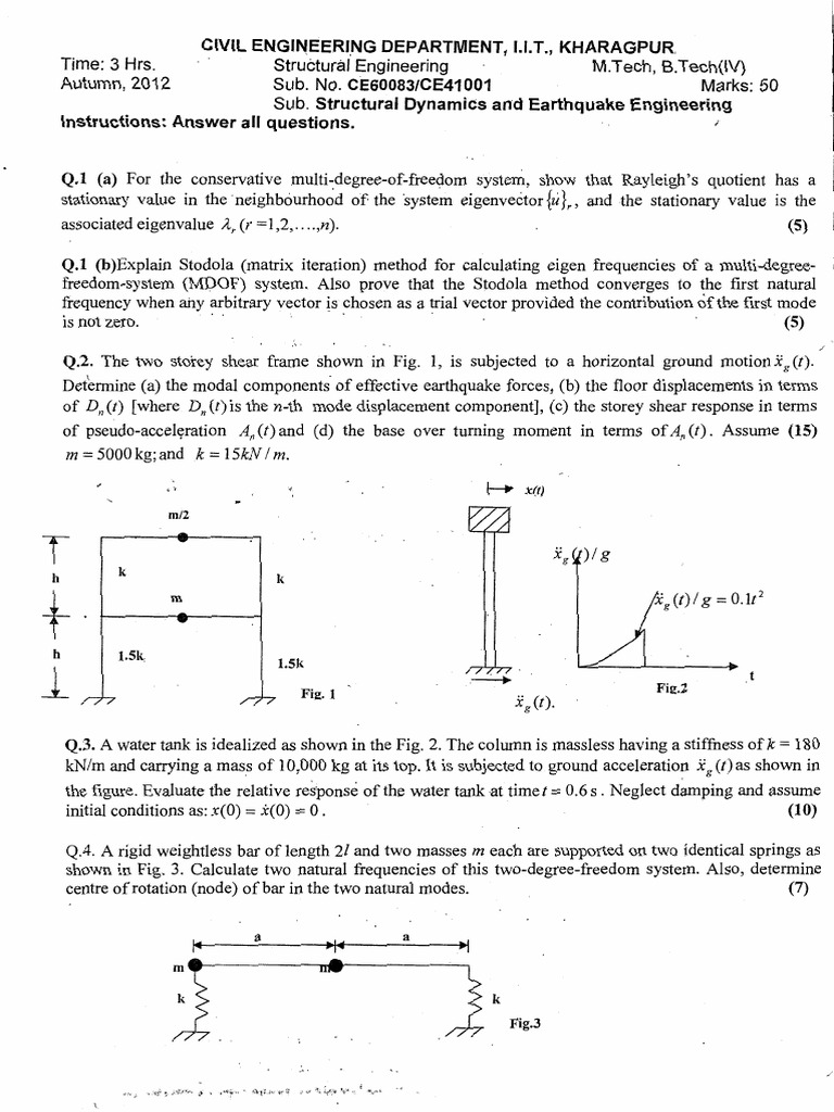 CE60083 CE41001 Structural Dynamics and Earthquake Engineering ES 2013 ...