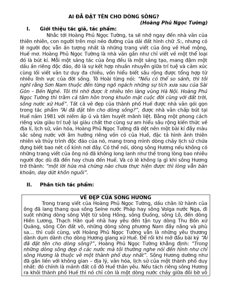 AI ĐÃ ĐẶT TÊN CHO DÒNG SÔNG | PDF