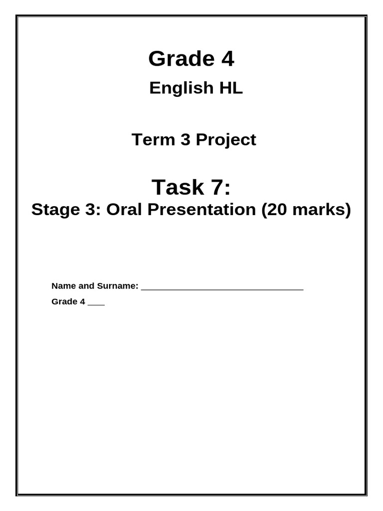 Grade 4 EFAL and HL Project Learners' Document Term 3 2023 | PDF ...