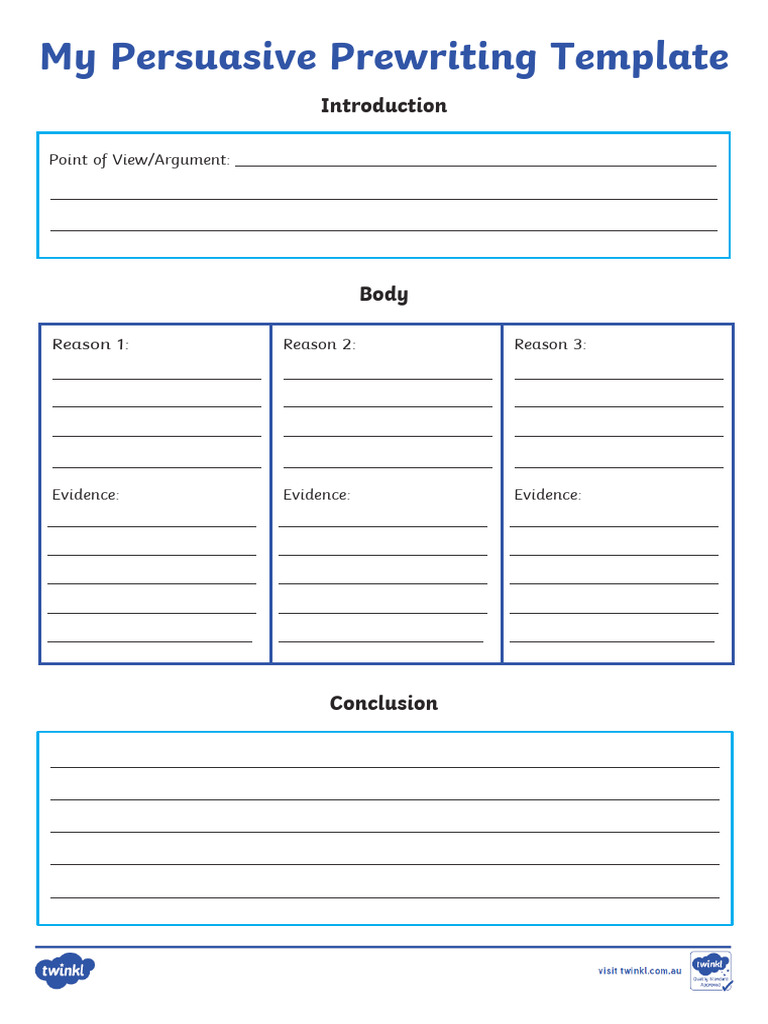 Persuasive Prewriting Structured Writing Template Editable | PDF