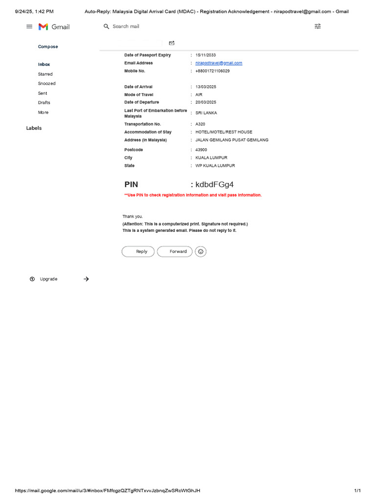 Auto-Reply_ Malaysia Digital Arrival Card (MDAC) - Registration Acknowledgement - Nirapodtravel ...