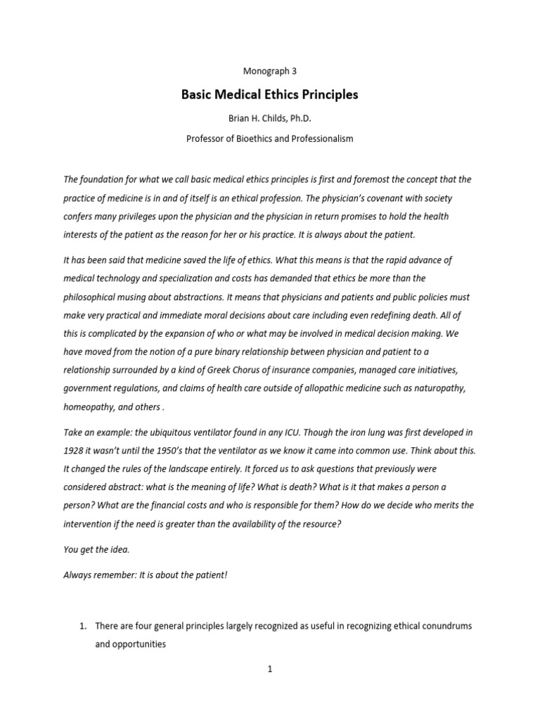 Monograph 3 Basic Medical Ethics Principles | PDF | Medical Ethics ...