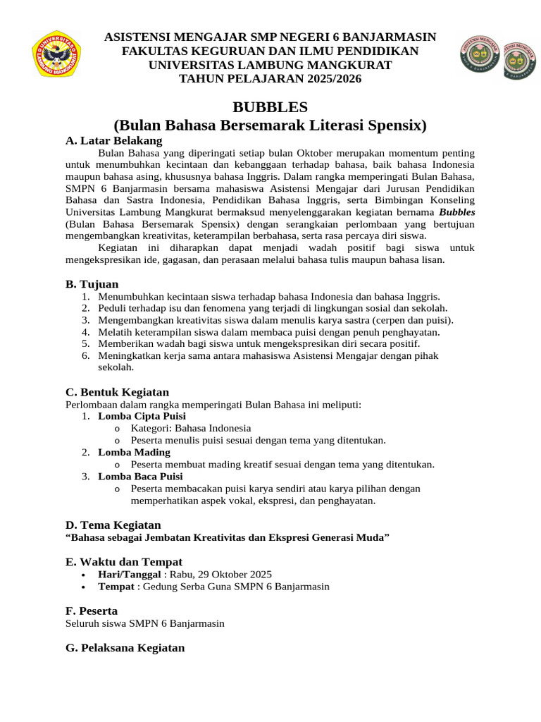Proposal Perlombaan Bulan Bahasa | PDF