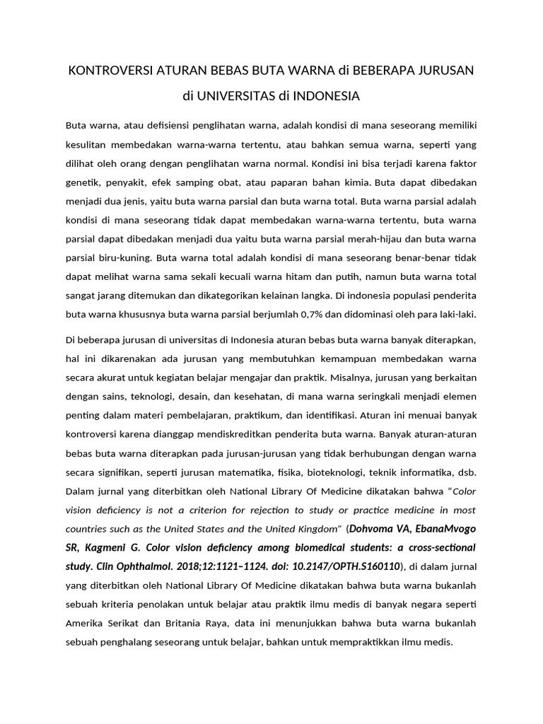 Aturan Bebas Buta Warna Pada Jurusan Tertentu Di Beberapa Universitas Di Indonesia Menuai ...