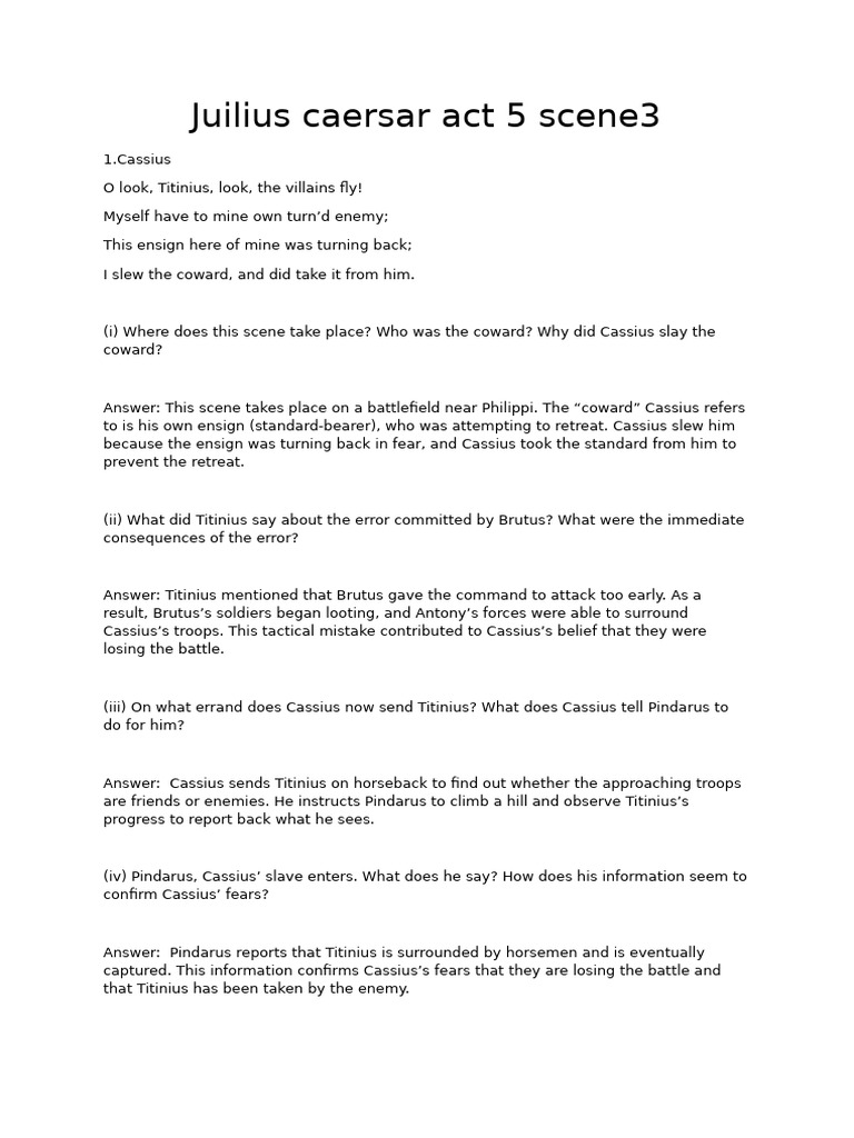 Julius Caesar Act 5 Scene3 | PDF