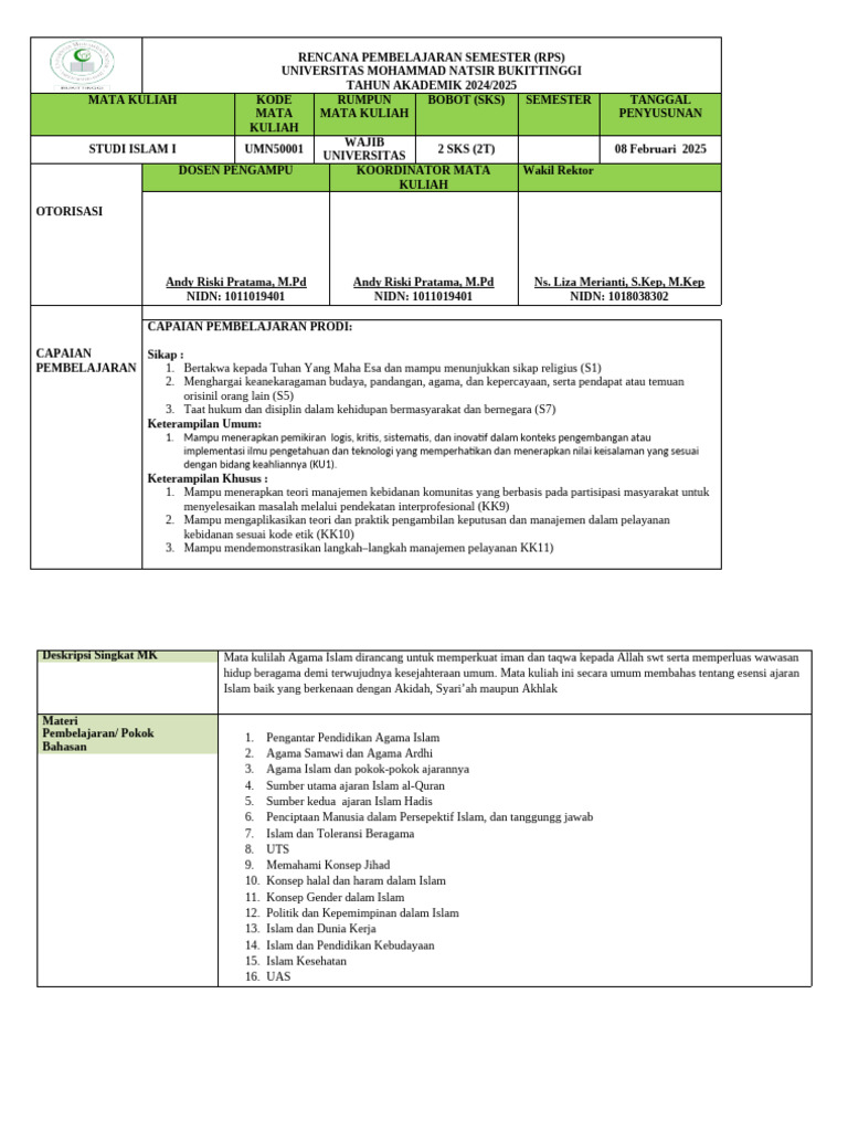 Rps - Pendidikan Agama Islam - Mku Fix | PDF