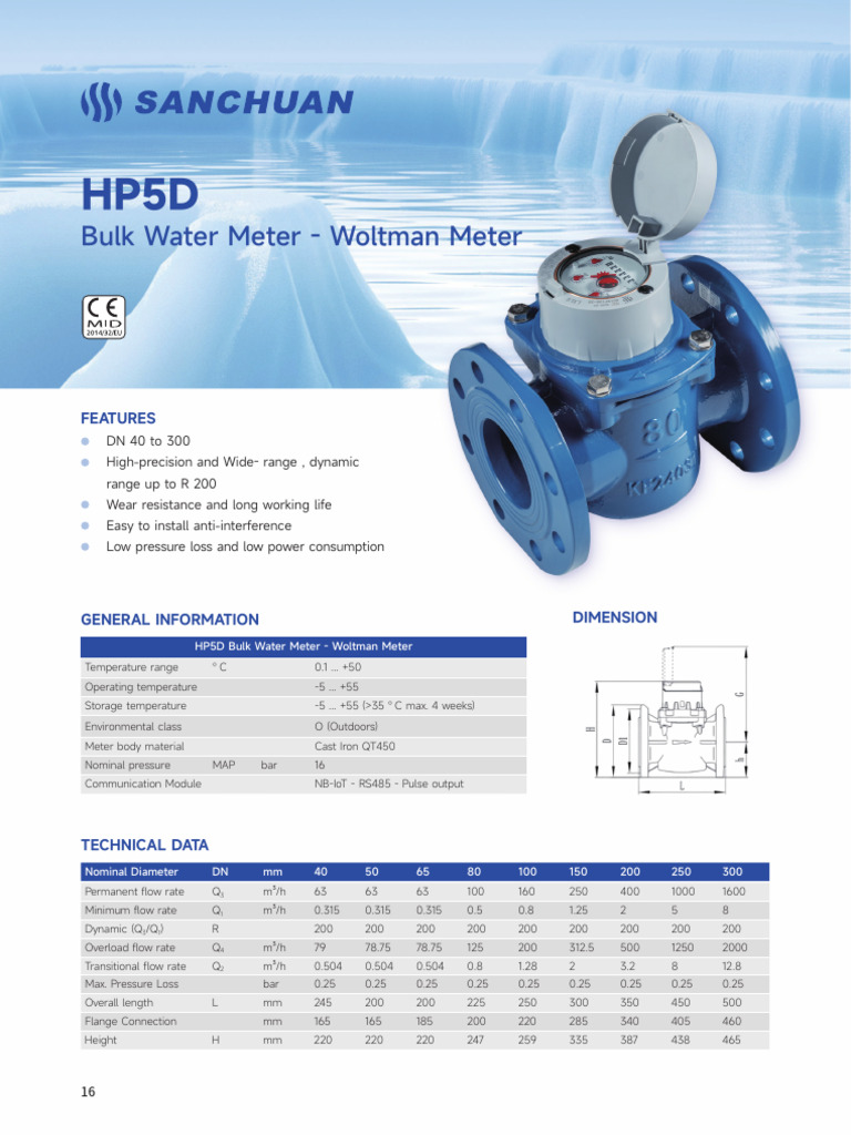 HP5D Bulk Water Meter - Woltman Meter | PDF