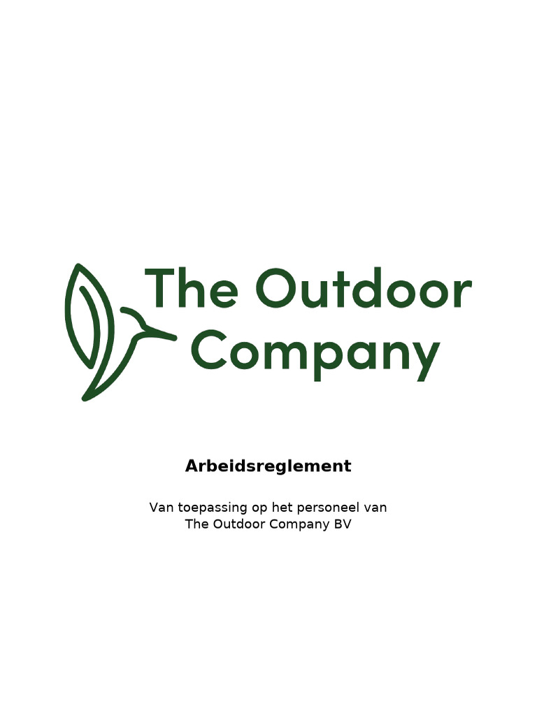 Arbeidsreglement The Outdoor Company | PDF