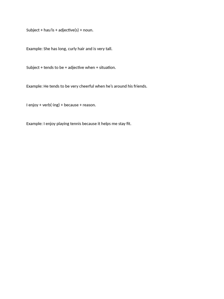 Sentence Structure Examples and Patterns | PDF