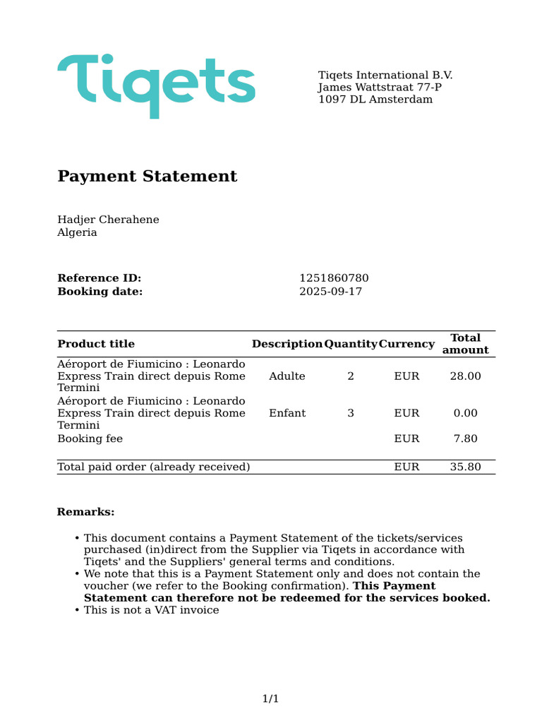 Proof of Payment 1251860780 | PDF