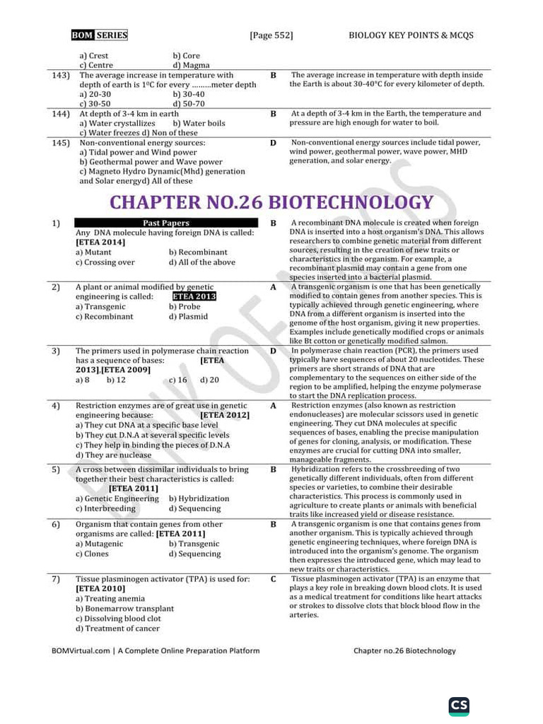Biotechnology Mcqs | PDF