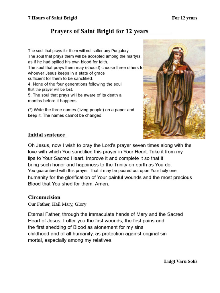 The Seven Prayers of Saint Bridget For 12 Years | PDF | Prayer | Lord's ...