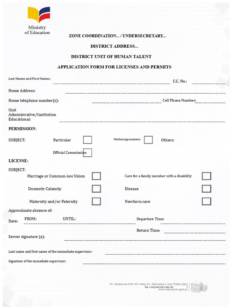 Application Format For Permits and Licenses | PDF