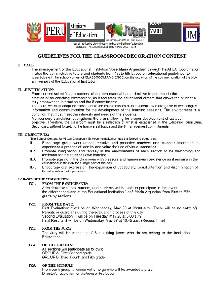 Classroom Decoration Contest Guidelines | PDF | Classroom | Teachers