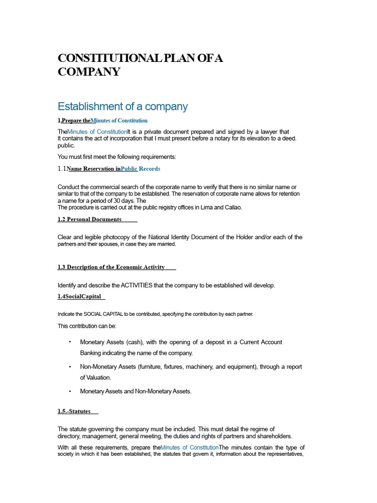 BUSINESS CONSTITUTION PLAN - Doc1111111 | PDF | Notary Public | Deed