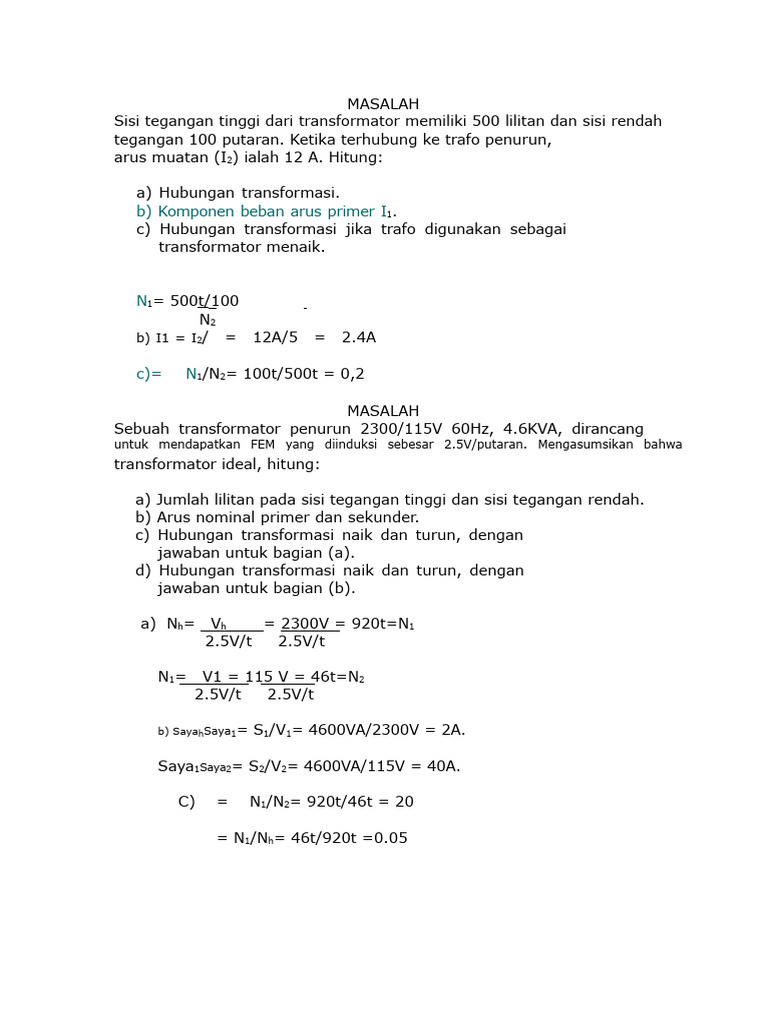 Analisis Transformator dan Impedansi dalam Sistem Listrik | PDF