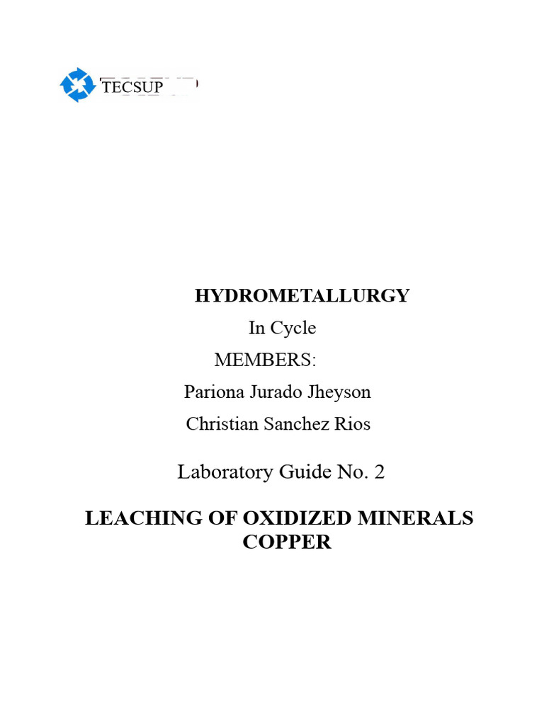 Laboratory 2 Hydrometallurgy | PDF | Copper | Chemical Substances