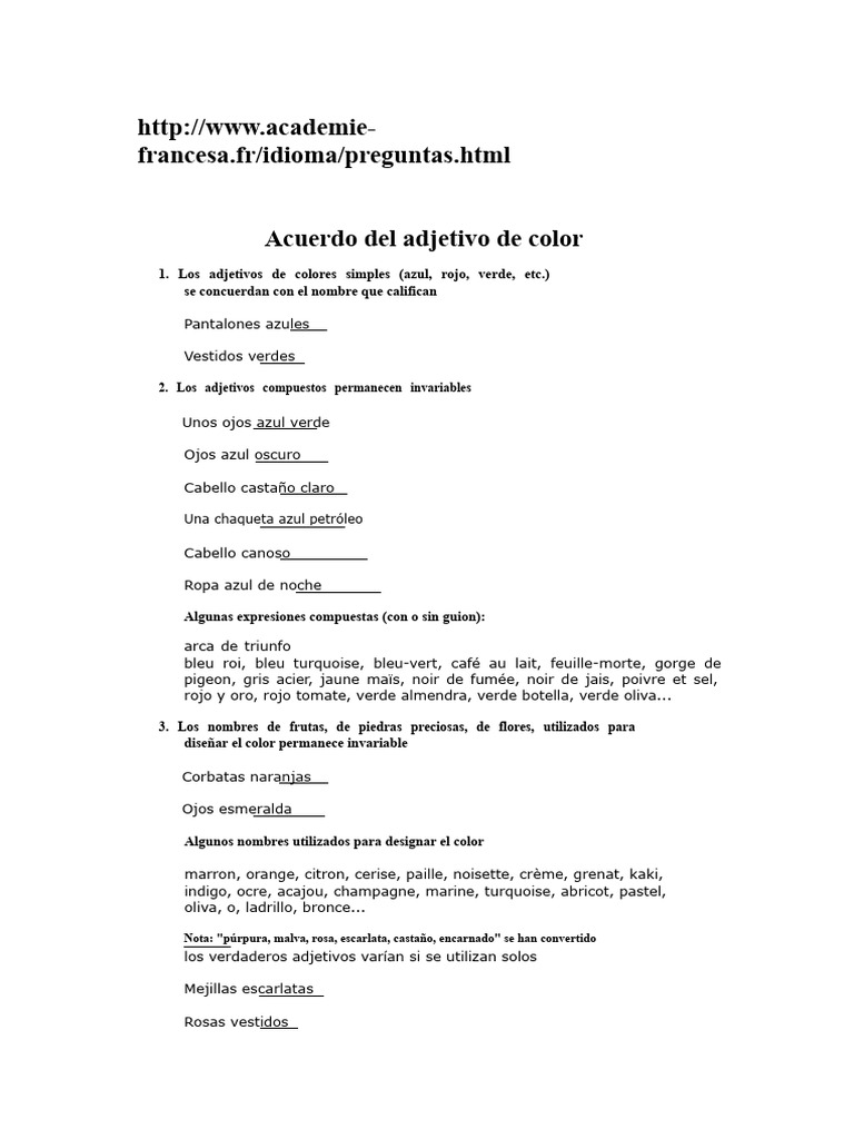 Adjetivo de Color | PDF | Color | Adjetivo