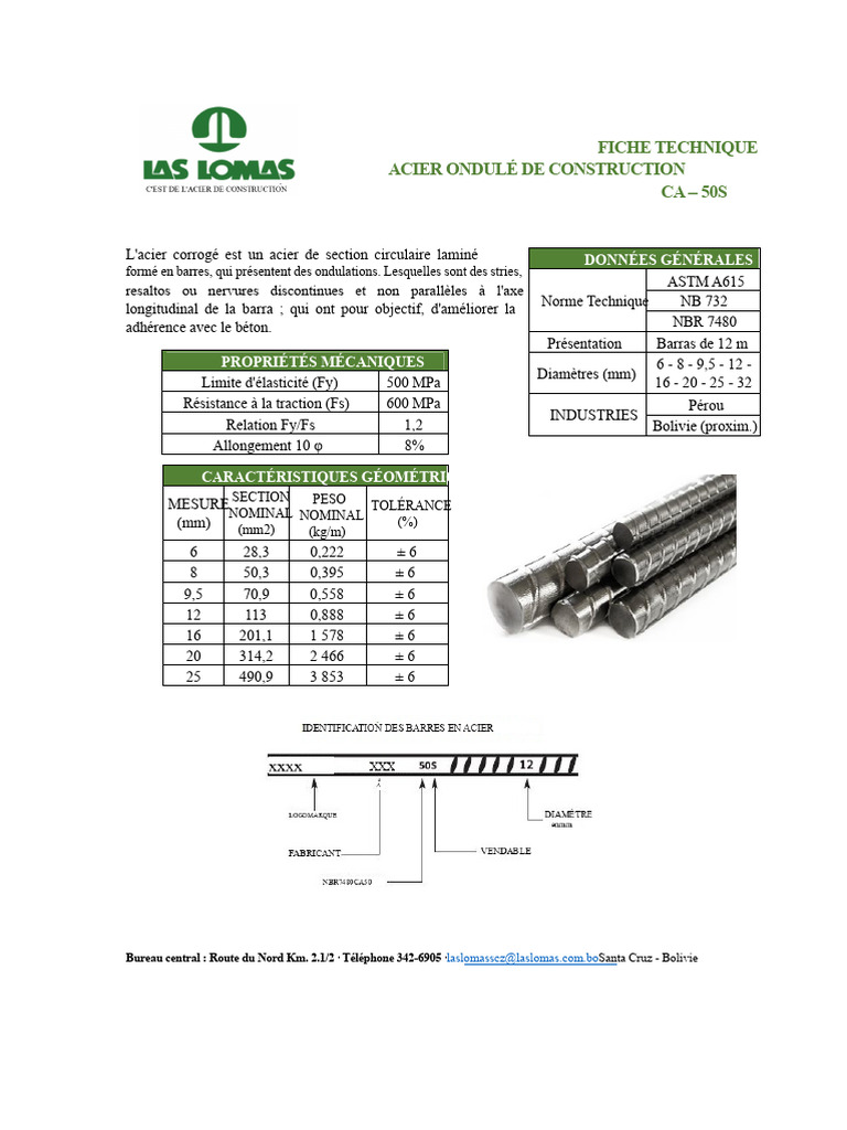Fiche technique acier ondulé CA-50S | PDF