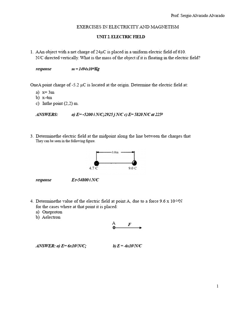 Problem Set - 2. Electric Field | PDF | Electric Field | Sphere