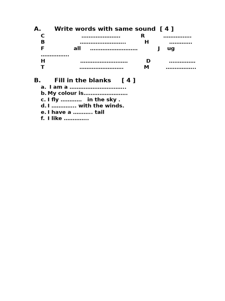 A. Write Words With Same Sound (4) | PDF