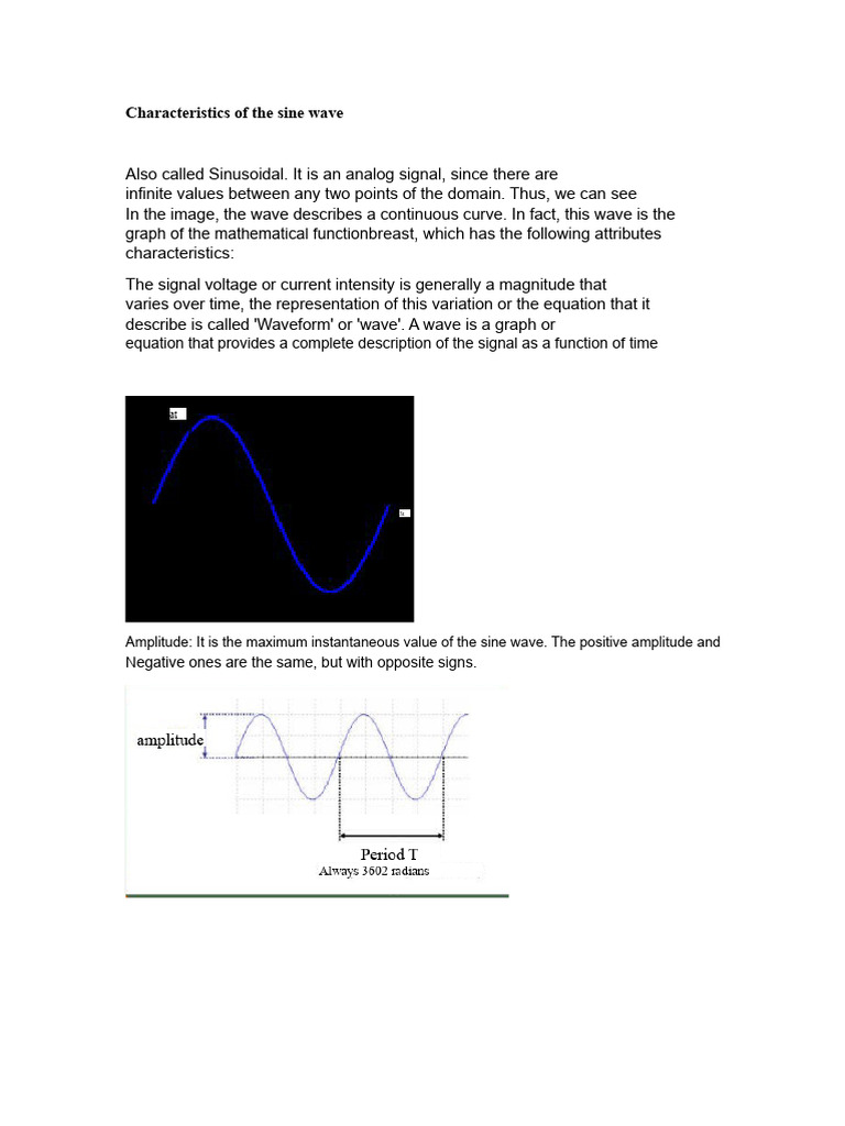 Characteristics of the sinusoidal wave | PDF | Amplitude | Phase (Waves)