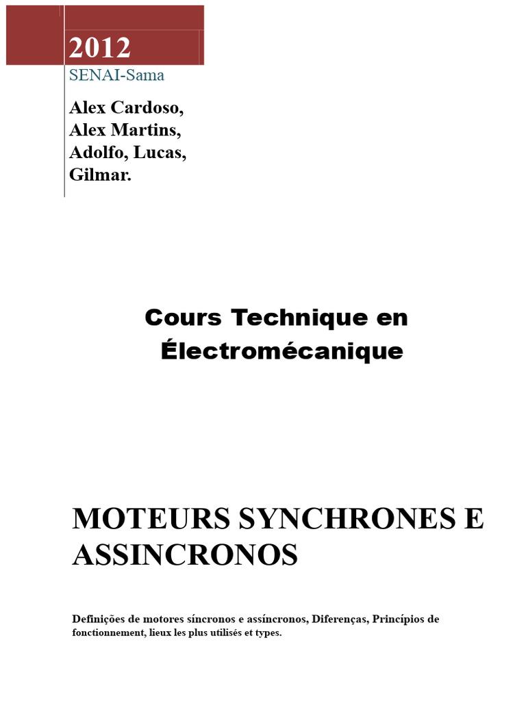 Moteurs Synchrones et Asynchrones : Guide | PDF | Inducteur | Champ ...