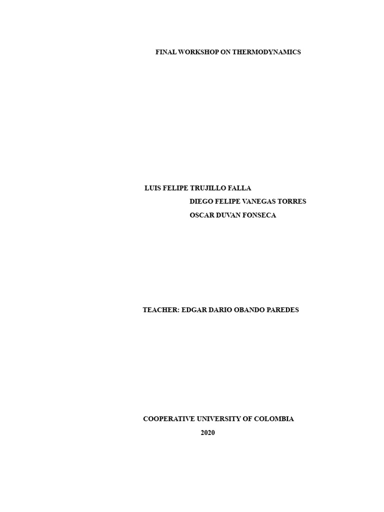 Final Thermodynamics Project - Group | PDF | Gases | Pressure