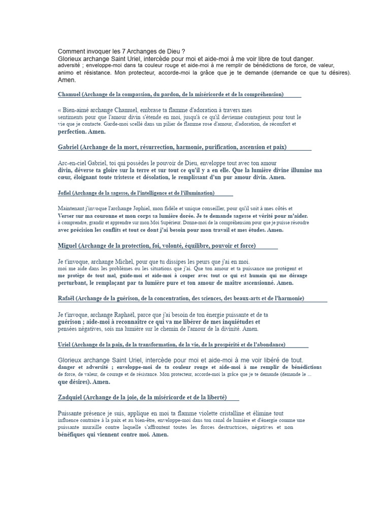Les 7 Archanges de Dieu | PDF | Ange | Archange