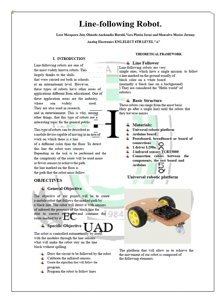 Line-Following Robot Project Guide | PDF | Arduino | Electrical Engineering