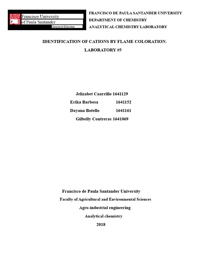 Identification of Cations by Flame Coloration | PDF | Ion | Chemistry