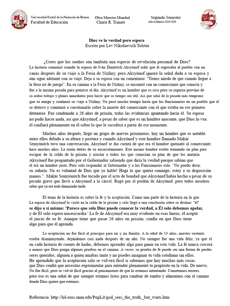 Dios Ve La Verdad Pero Espera Respuesta Del Lector | PDF | Prisión