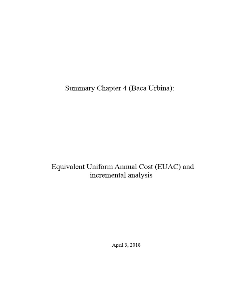 EUAC and Incremental Analysis Explained | PDF | Data | Money