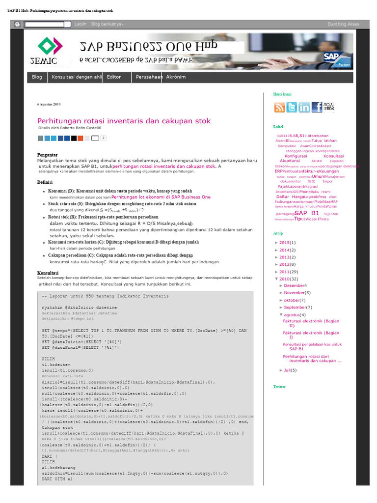 Perhitungan rotasi inventaris dan cakupan stok | PDF