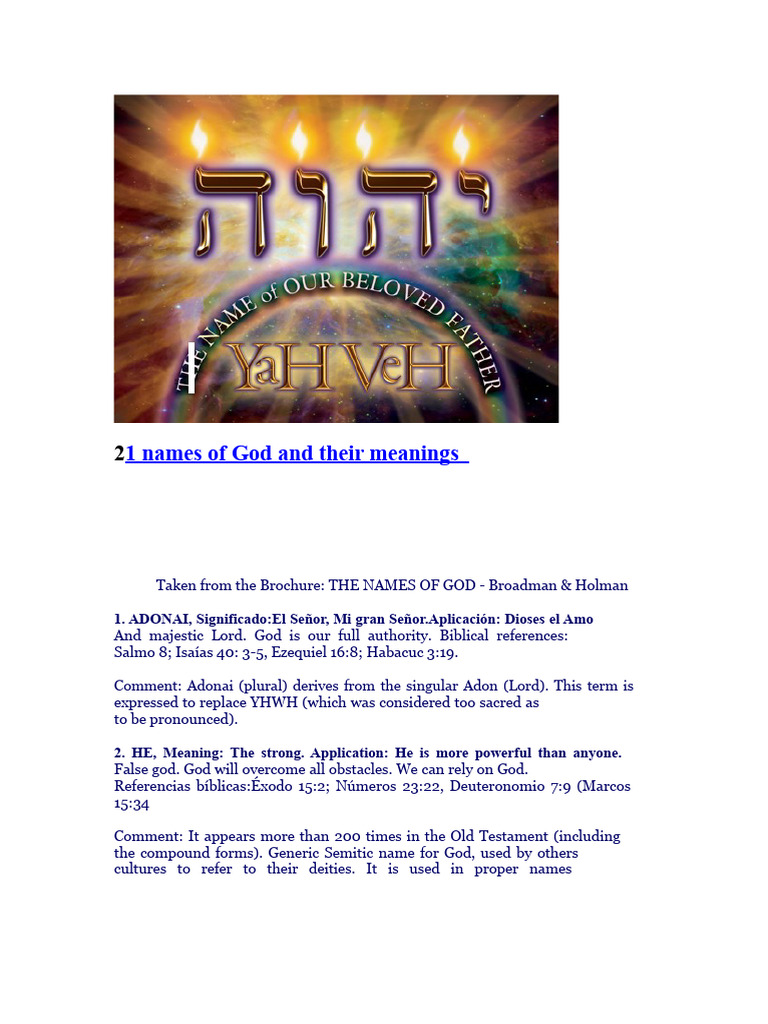 21 Names of God and Their Meanings | PDF | Names Of God In Judaism ...