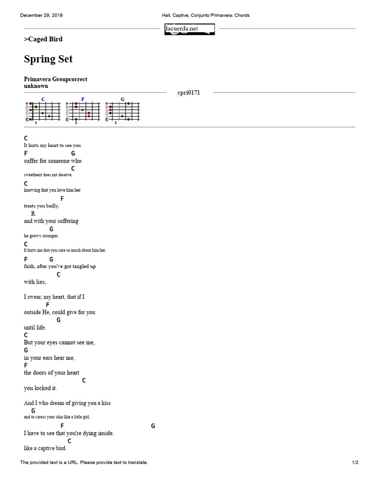 CAGED BIRD, Conjunto Primavera - Chords | PDF