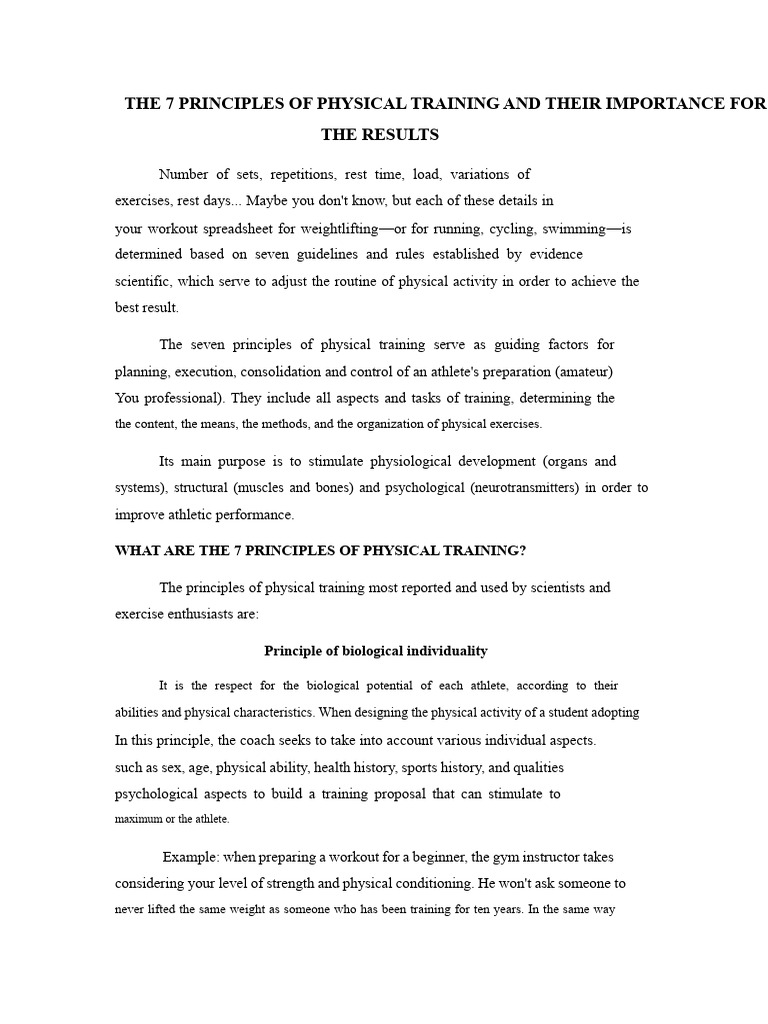 The 7 Principles of Physical Training and Their Importance For Results ...