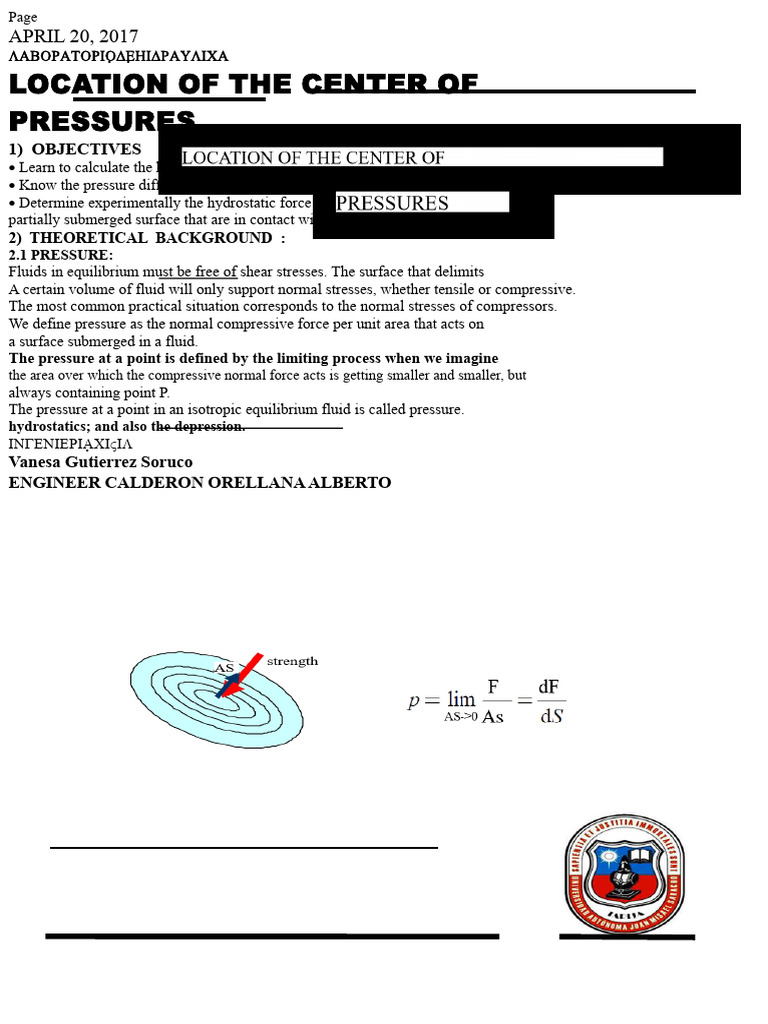 Location of The Center of Pressure | PDF | Reynolds Number | Fluid Dynamics