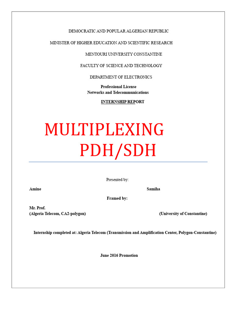 Internship Report | PDF | Wavelength Division Multiplexing | Multiplexing