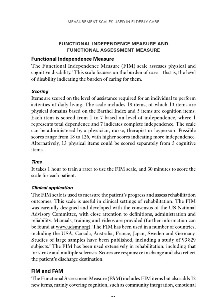 FIM Manual | Download Free PDF | Balance (Ability) | Validity (Statistics)