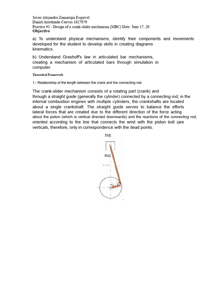 Practice 1 Mechanism Design Lab | PDF | Mechanical Engineering | Mechanics
