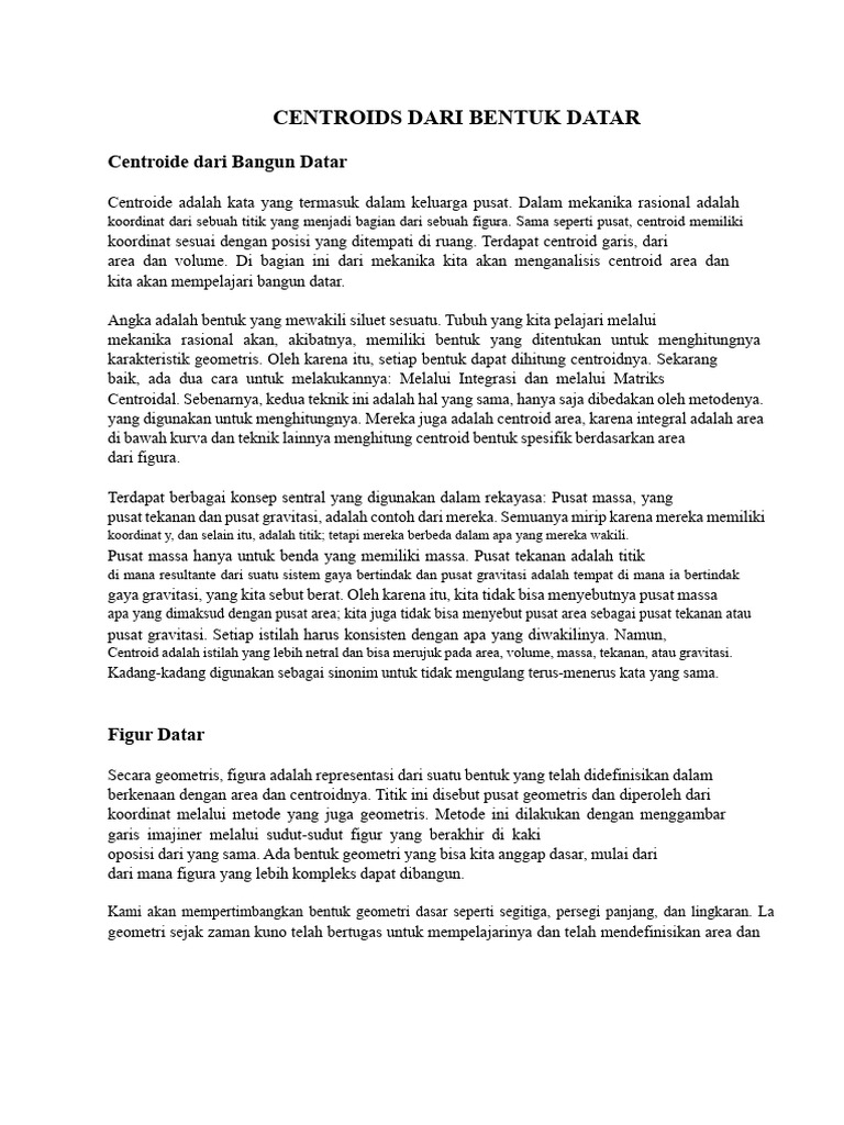 Centroid Bangun Datar | PDF