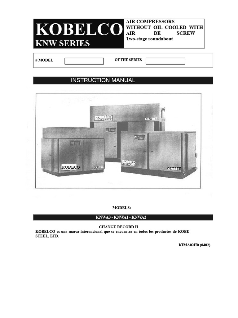 Kobelco KNW Series Air Compressor Manual | PDF | Valve | Pump