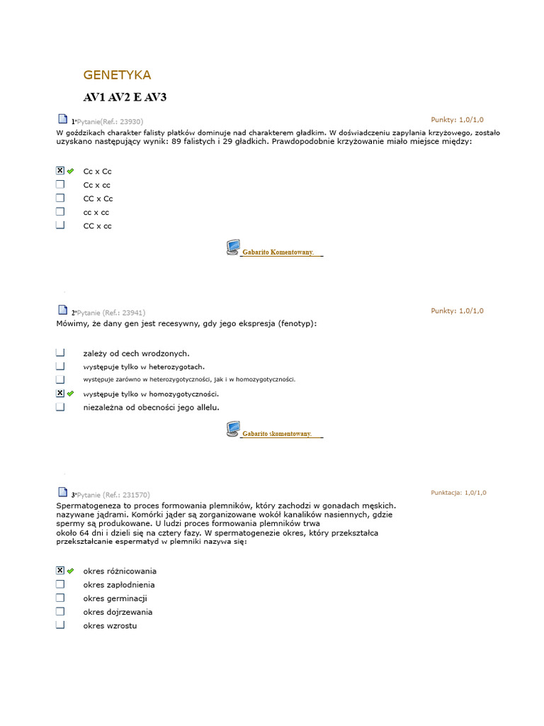 Genetyka Av1 Av2 I Av3 | PDF